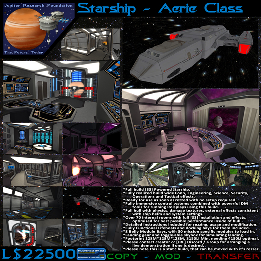 Second Life Marketplace Jrf Starship Aerie Class 0879